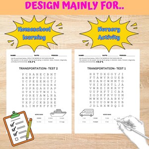 Transportation Word Search Puzzle | Page Design for Kid Ages 3-8 | 130 ...
