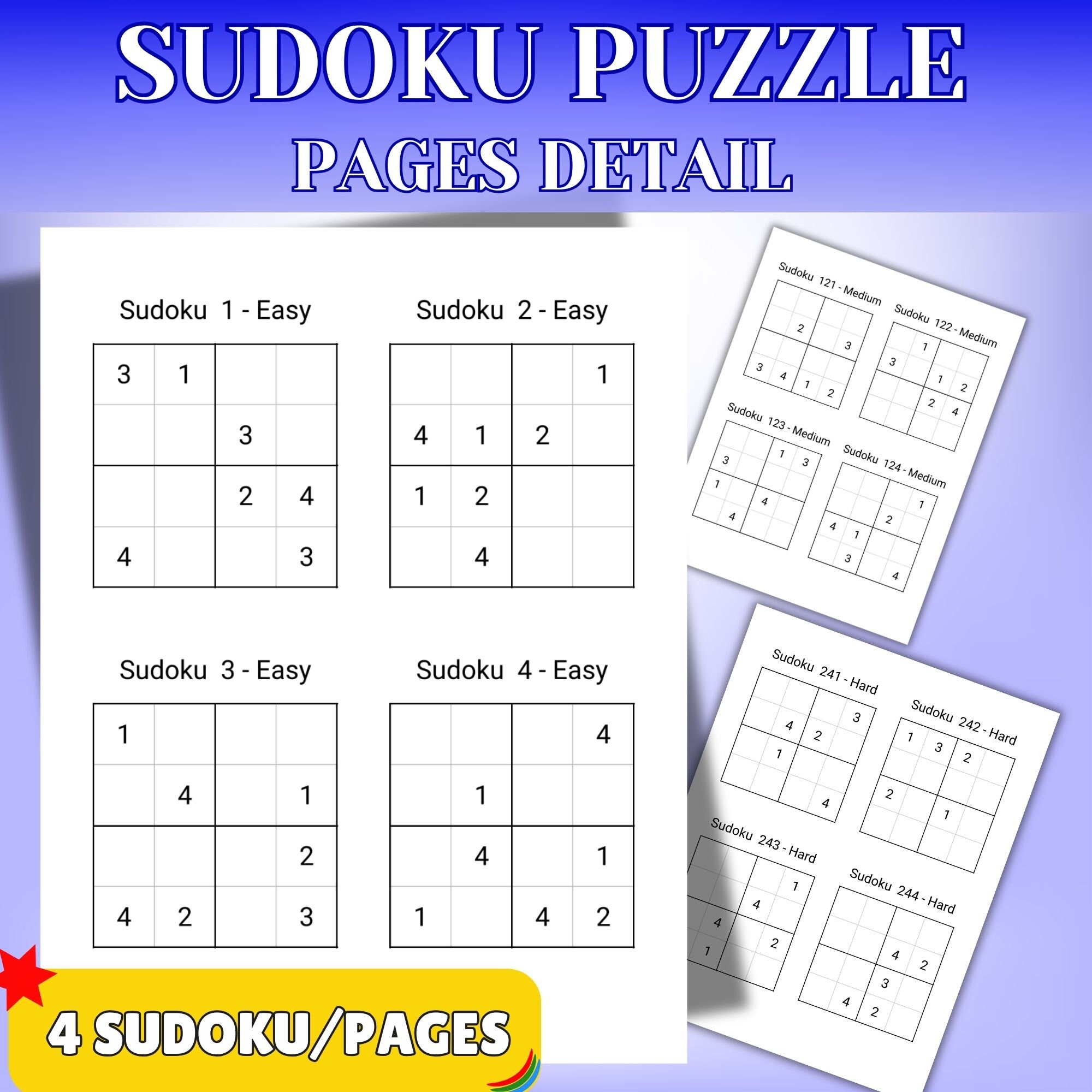 360 Sudoku Puzzles 4x4 for Adult | Easy, Medium, Hard Level | Brain ...