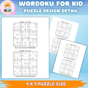 Printable Wordoku 9x9 for Kid, 1800 Puzzle With Solution, Easy, Medium ...