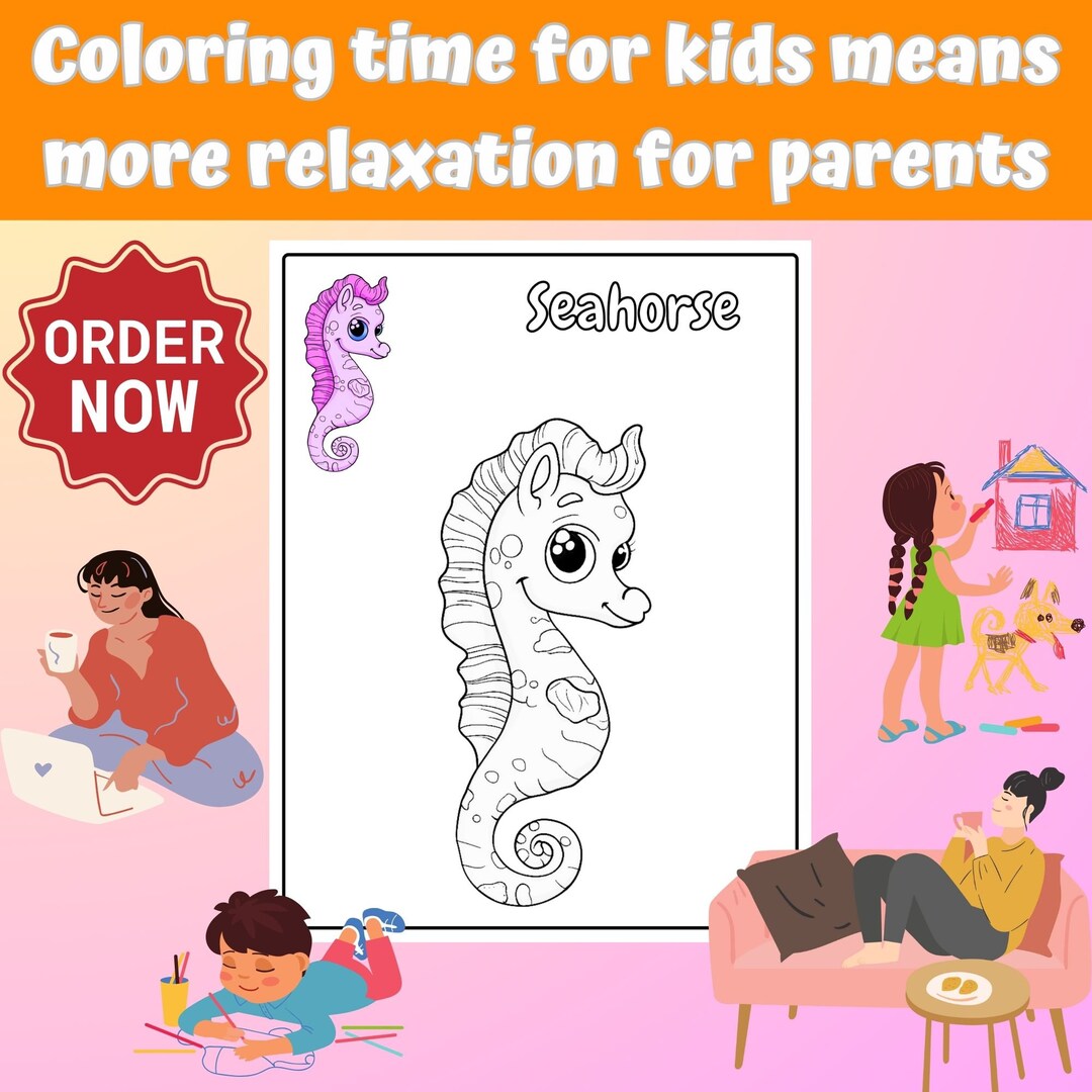 Cute Sea Animal Coloring Pages for Kids, Toddlers, Preschoolers ...