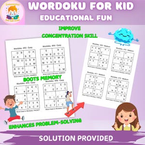 Printable Wordoku 6x6 for Kid, 1500 Puzzle With Solution, Easy, Medium ...