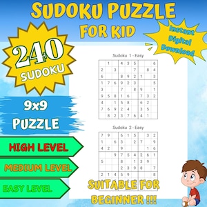 240 Sudoku Puzzles Size 9x9 for Kid | Easy, Medium, Hard Level ...