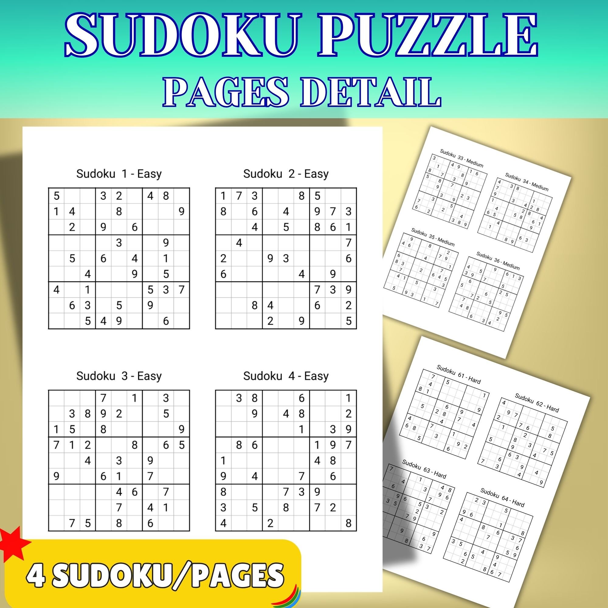 90 Challenging 9x9 Sudoku Puzzles for Adults Easy, Medium, Hard Level ...
