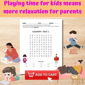 Country Name Word Search Puzzle for Kid | 80 Words in Puzzle ...
