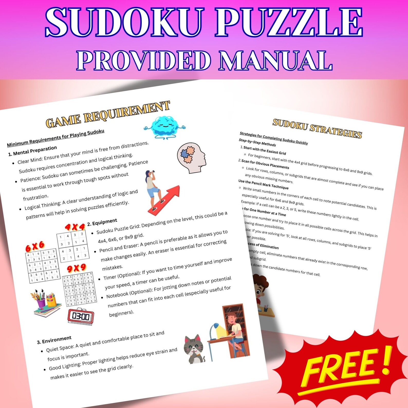 90 Printable 6x6 Sudoku Puzzles for Adults | Easy, Medium, Hard Level ...