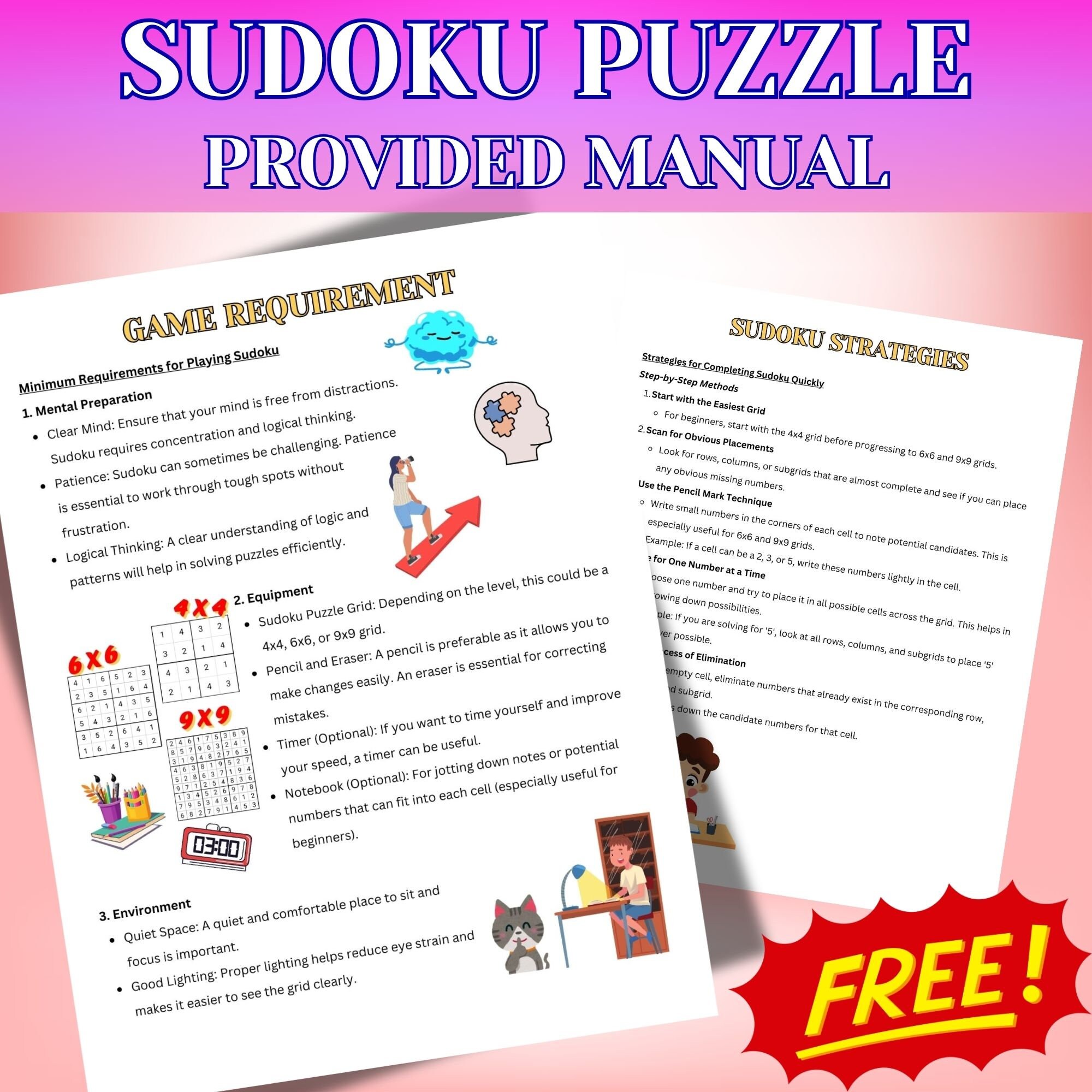 90 Printable 6x6 Sudoku Puzzles for Adults Easy, Medium, Hard Level ...