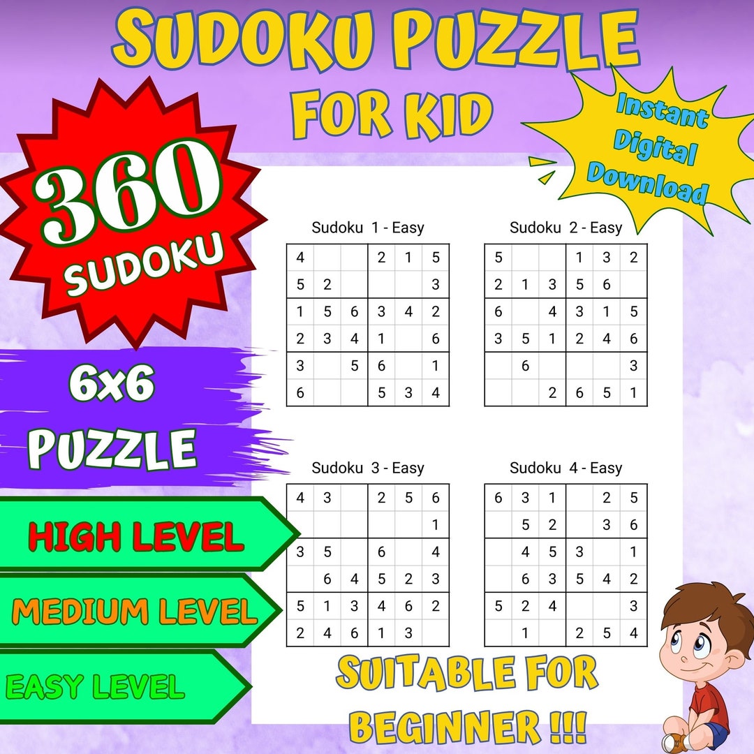 Printable Sudoku 6x6 for Kids | 360 Puzzles With Solutions | Easy ...