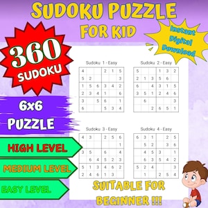 Printable Sudoku 6x6 for Kids | 360 Puzzles With Solutions | Easy ...
