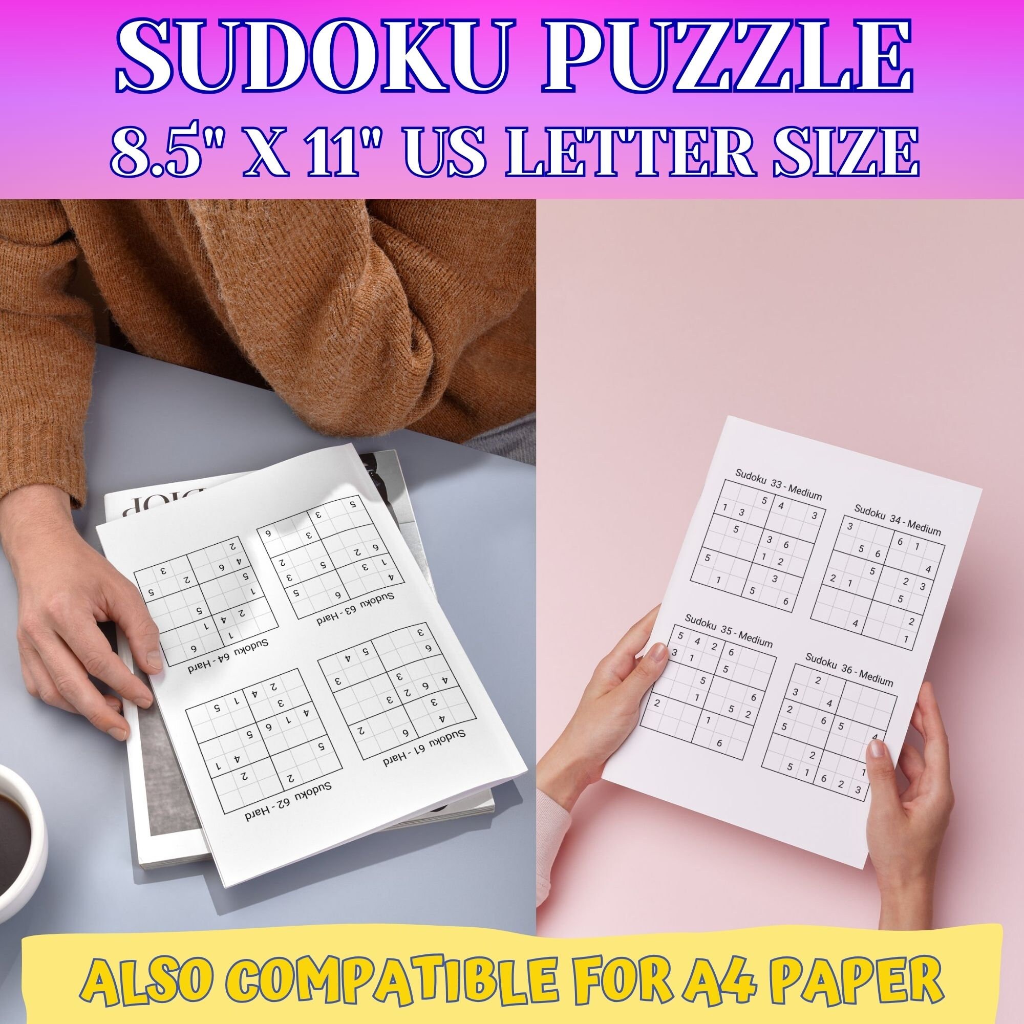 90 Printable 6x6 Sudoku Puzzles for Adults Easy, Medium, Hard Level ...