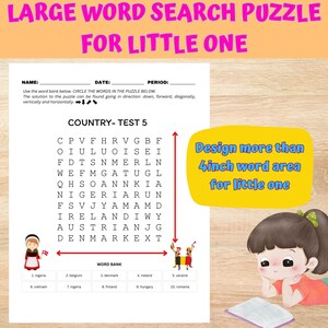 Country Name Word Search Puzzle for Kid | 80 Words in Puzzle ...