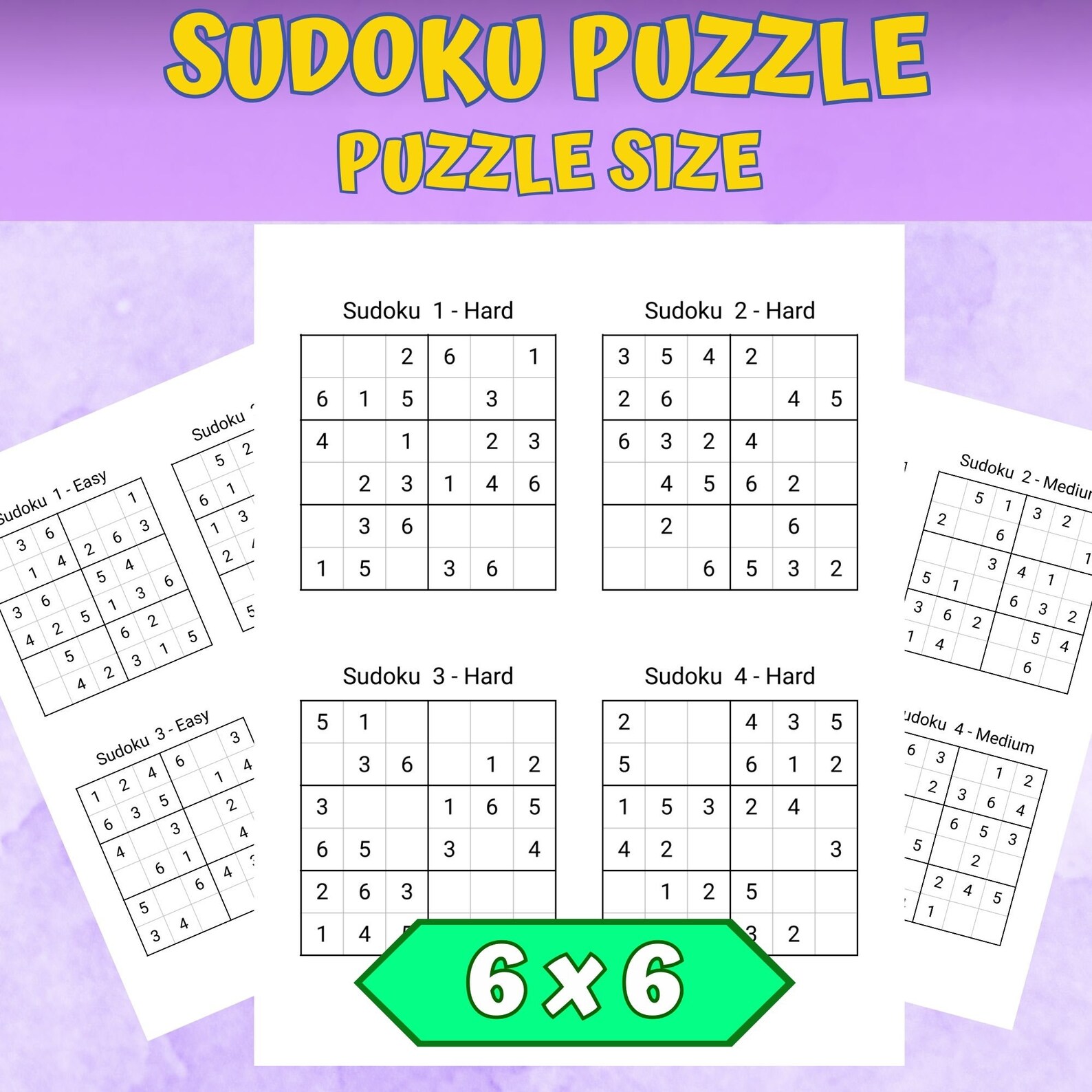 Printable Sudoku 6x6 for Kids | 240 Puzzles With Solutions | Easy ...