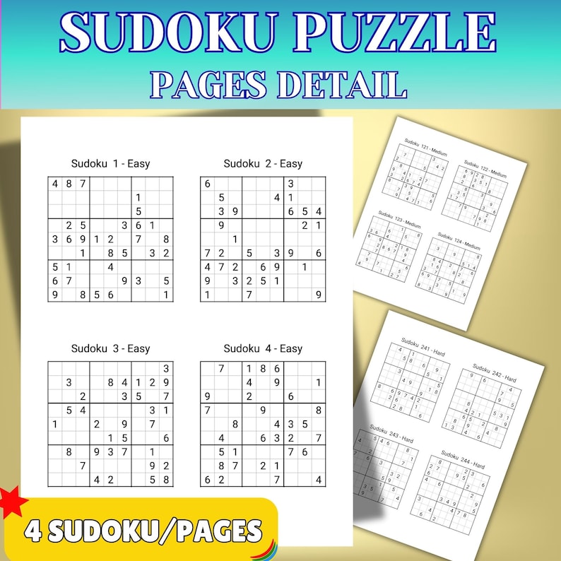 360 Challenging 9x9 Sudoku Puzzles for Adults Easy, Medium, Hard Level ...