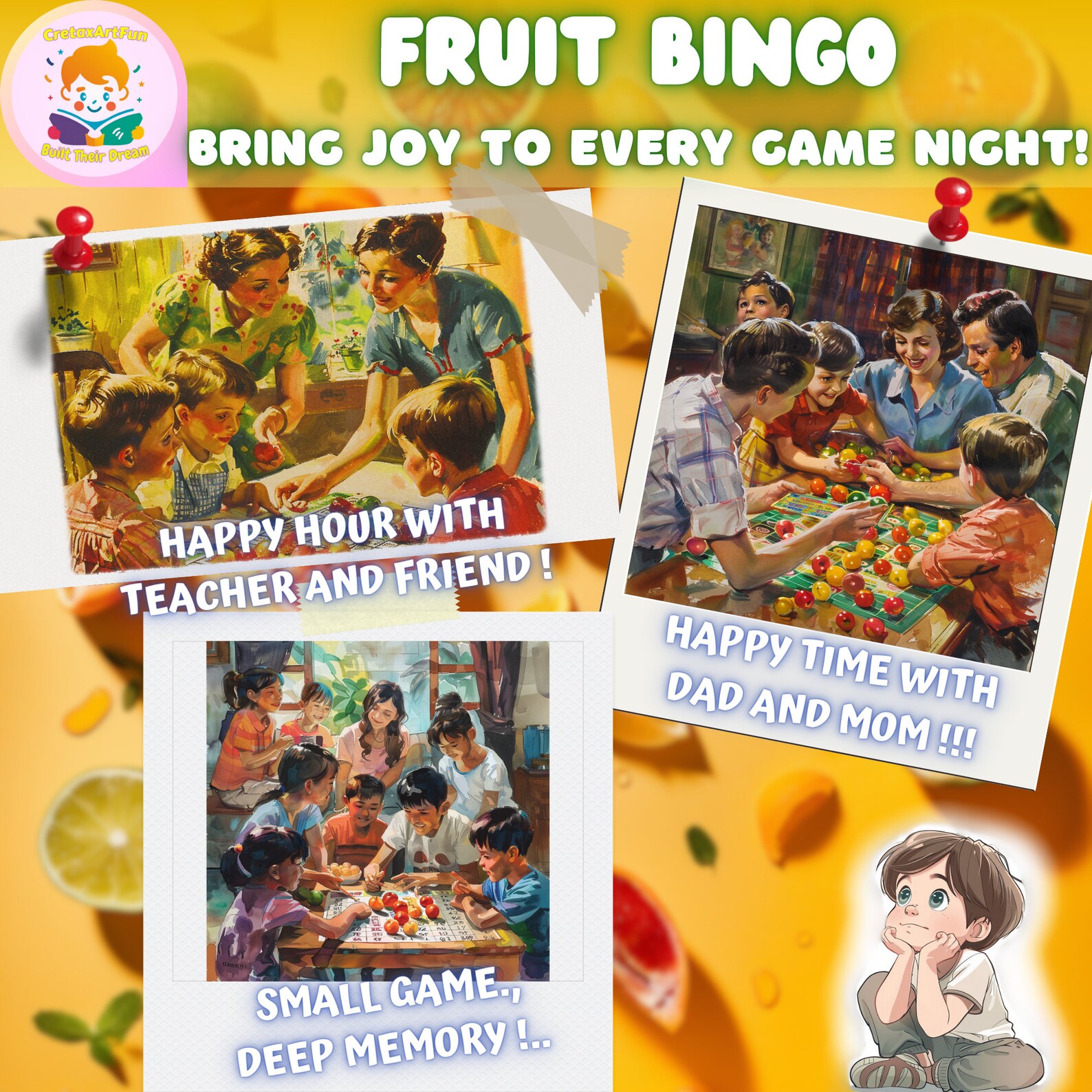 Printable Fruit Bingo Game, 35 Unique Bingo Card, Educational Game, Kid ...