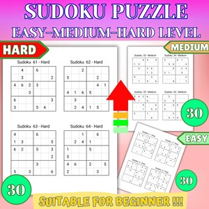 90 Printable 6x6 Sudoku Puzzles for Adults | Easy, Medium, Hard Level ...