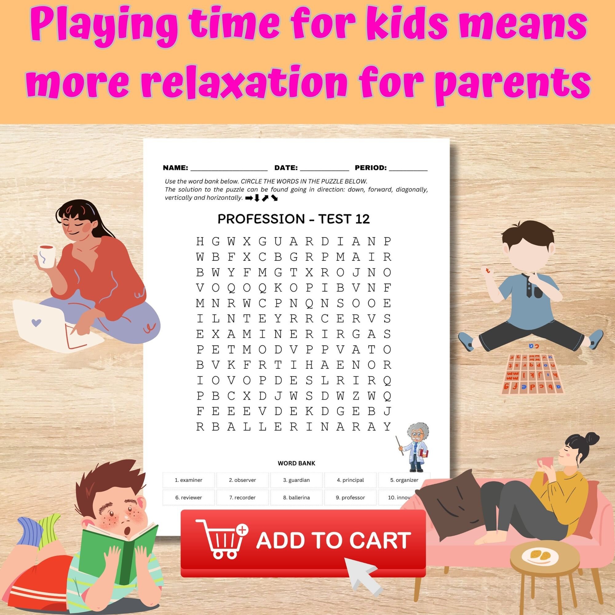Profession-themed Word Search Puzzles for Kid | 200 Words in Puzzle ...