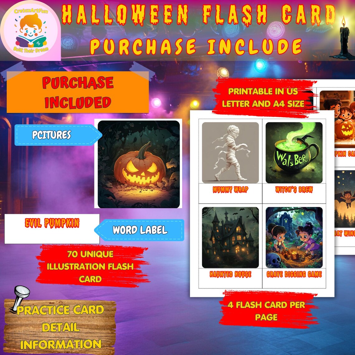 Printable Montessori Flash Card, 70 Halloween Flash Card, Halloween ...
