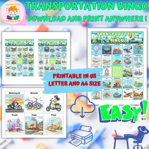 Printable Transportation Bingo Game, 35 Unique Bingo, Educational Fun ...
