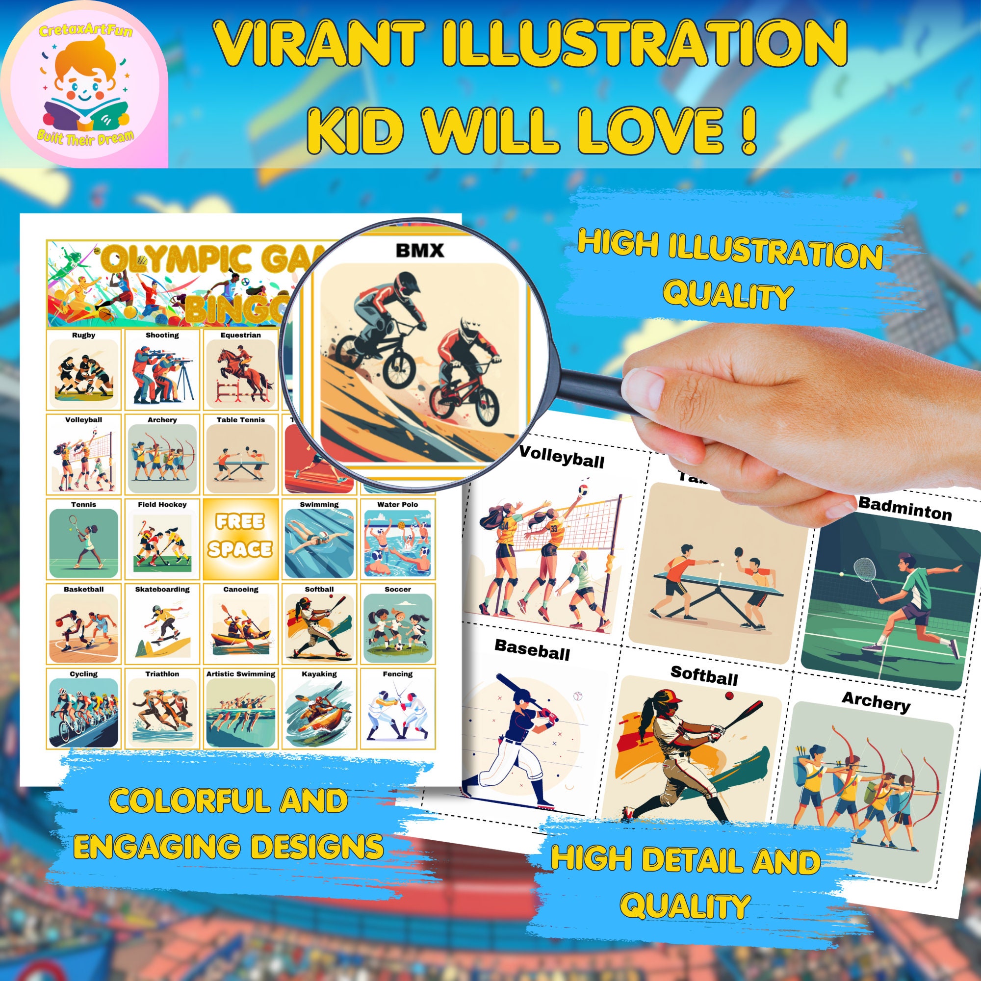 Printable Olympic Bingo Game, 35 Unique Bingo Card, Educational ...