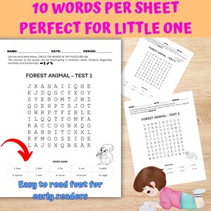 Forest Animal Word Search Puzzle | Preschool and Kid Learning Fun ...