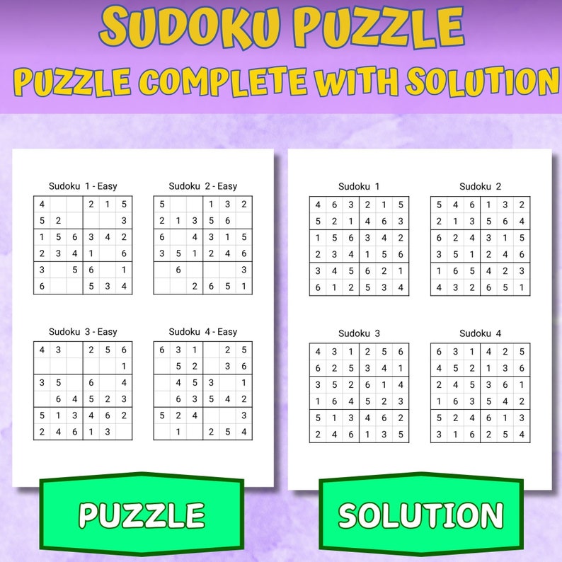 Printable Sudoku 6x6 for Kids | 360 Puzzles With Solutions | Easy, Medium, Hard Levels ...