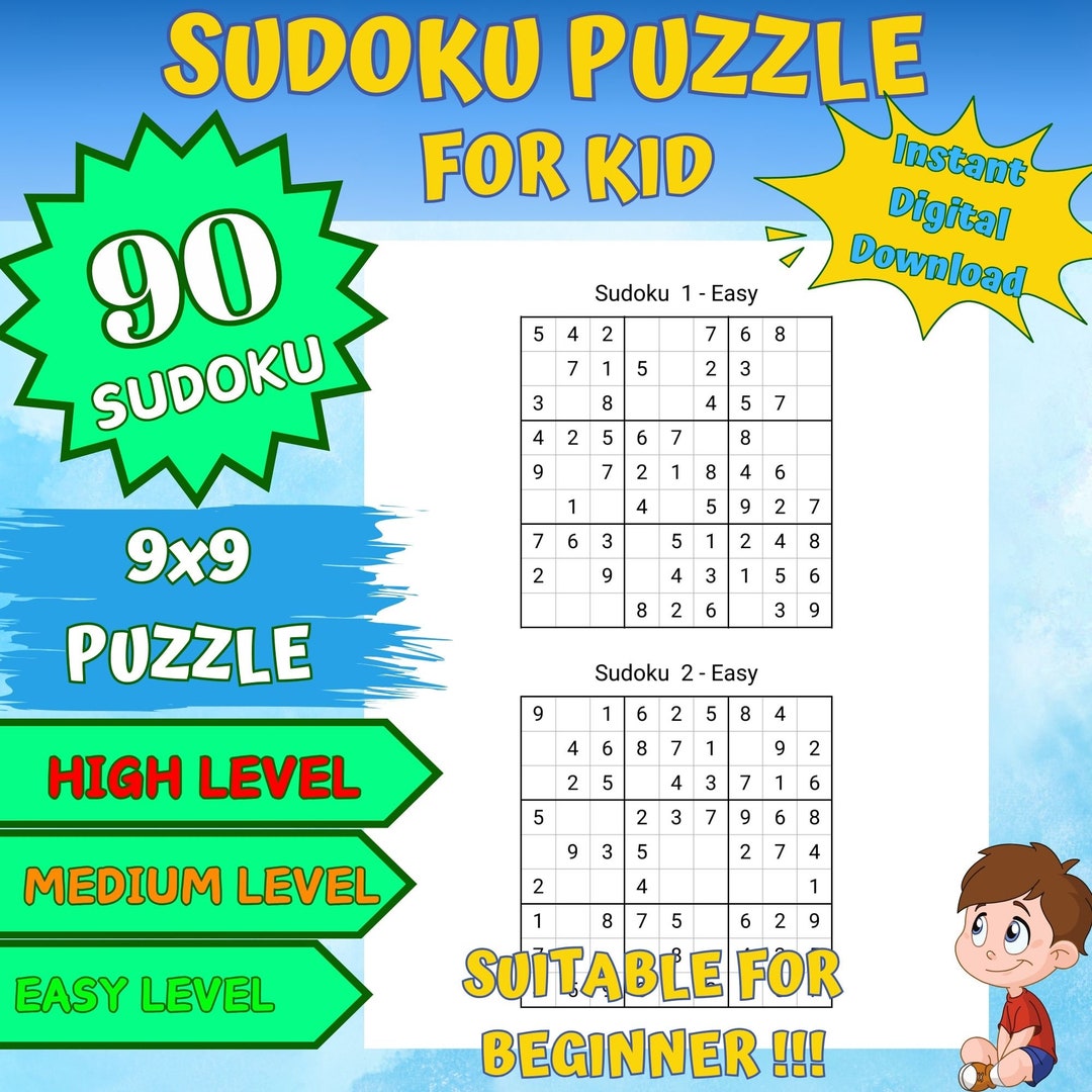 90 Sudoku Puzzles Size 9x9 for Kid | Easy, Medium, Hard Level ...