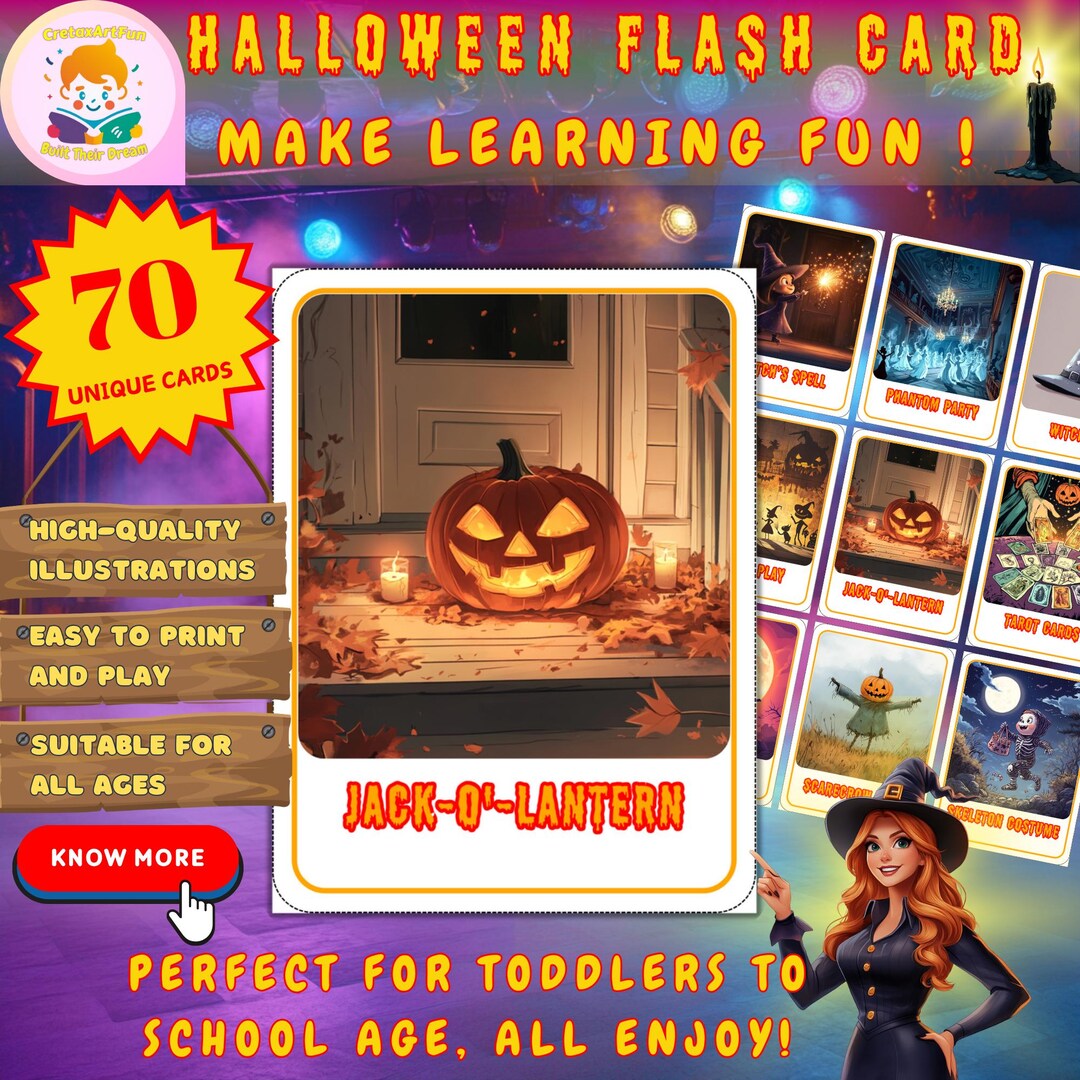 Printable Montessori Flash Card, 70 Halloween Flash Card, Halloween ...