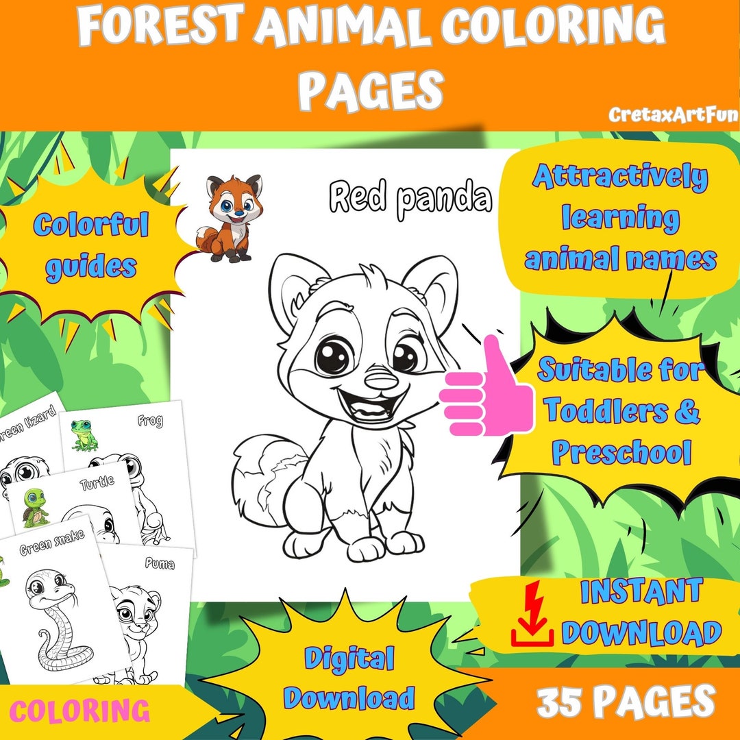 Colorful Forest Animal Coloring Pages for Toddlers, Preschool, and ...