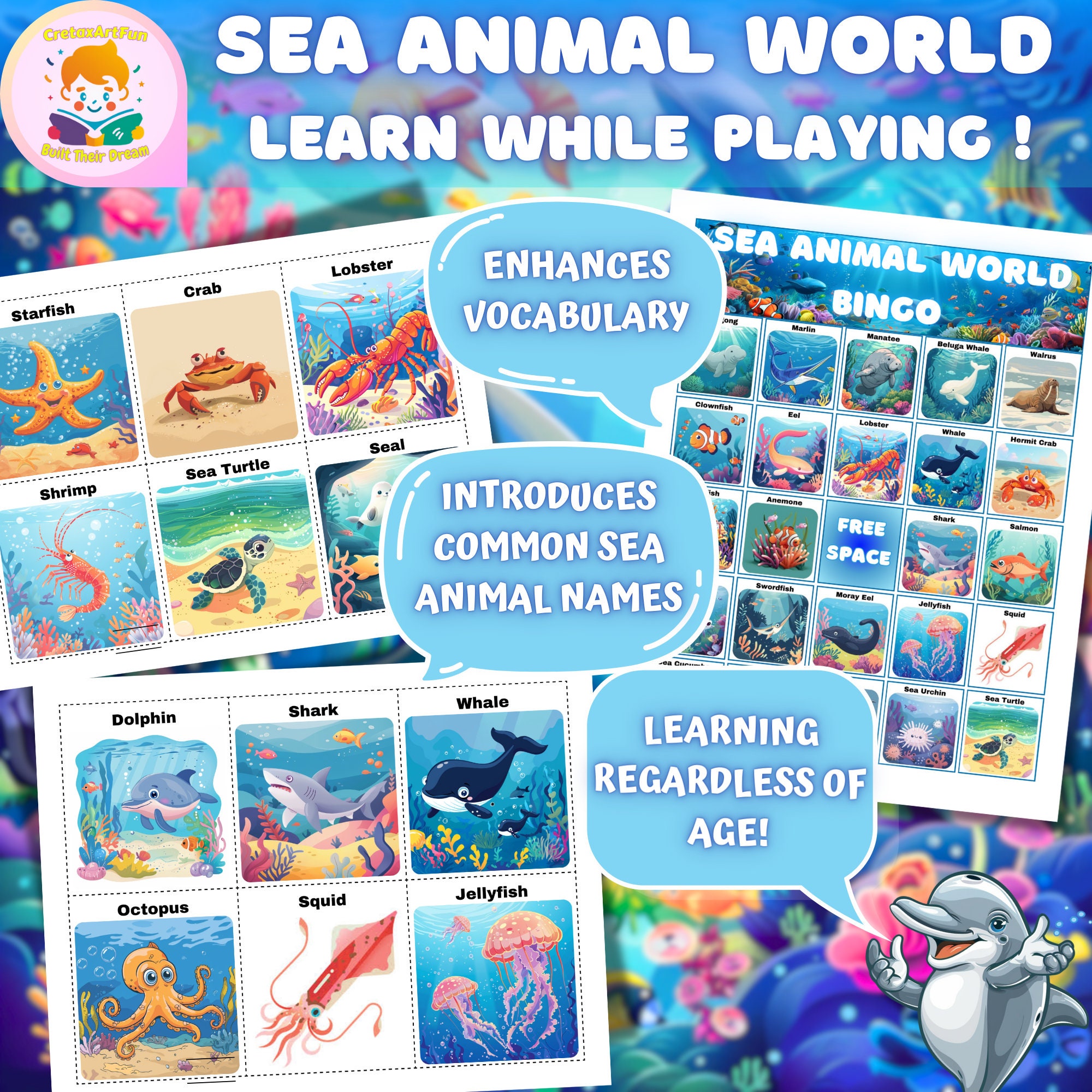 Printable Sea Animal Bingo Game, 35 Unique Bingo, Educational Fun for ...