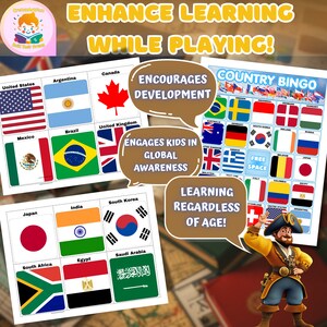 Printable Country Flags Bingo Game, 40 Unique Bingo, Educational Game ...