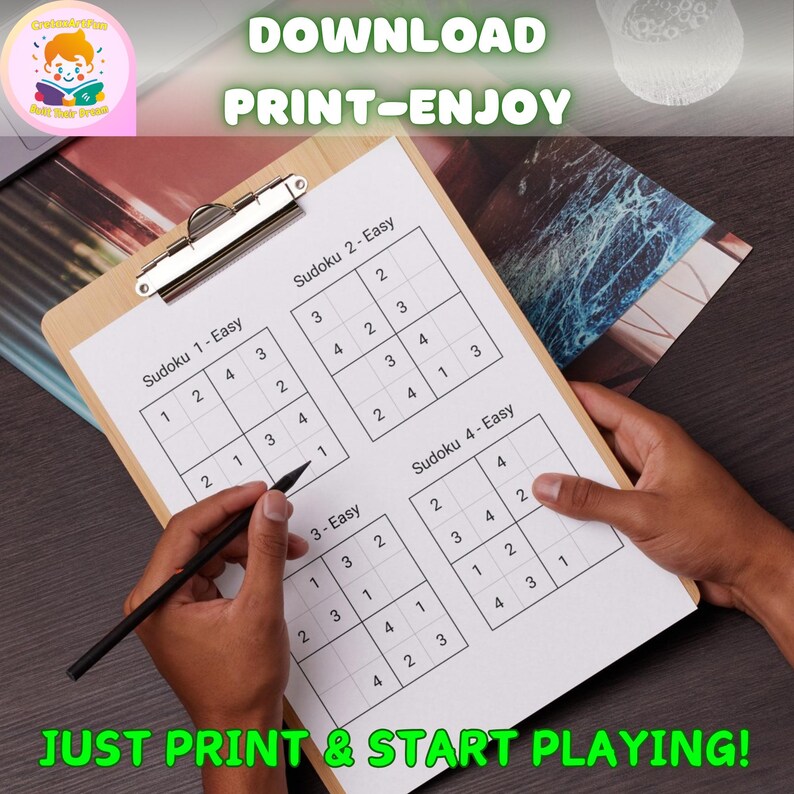 Printable Wordoku 4x4 for Kid | 1500 Puzzles With Solutions | Easy ...