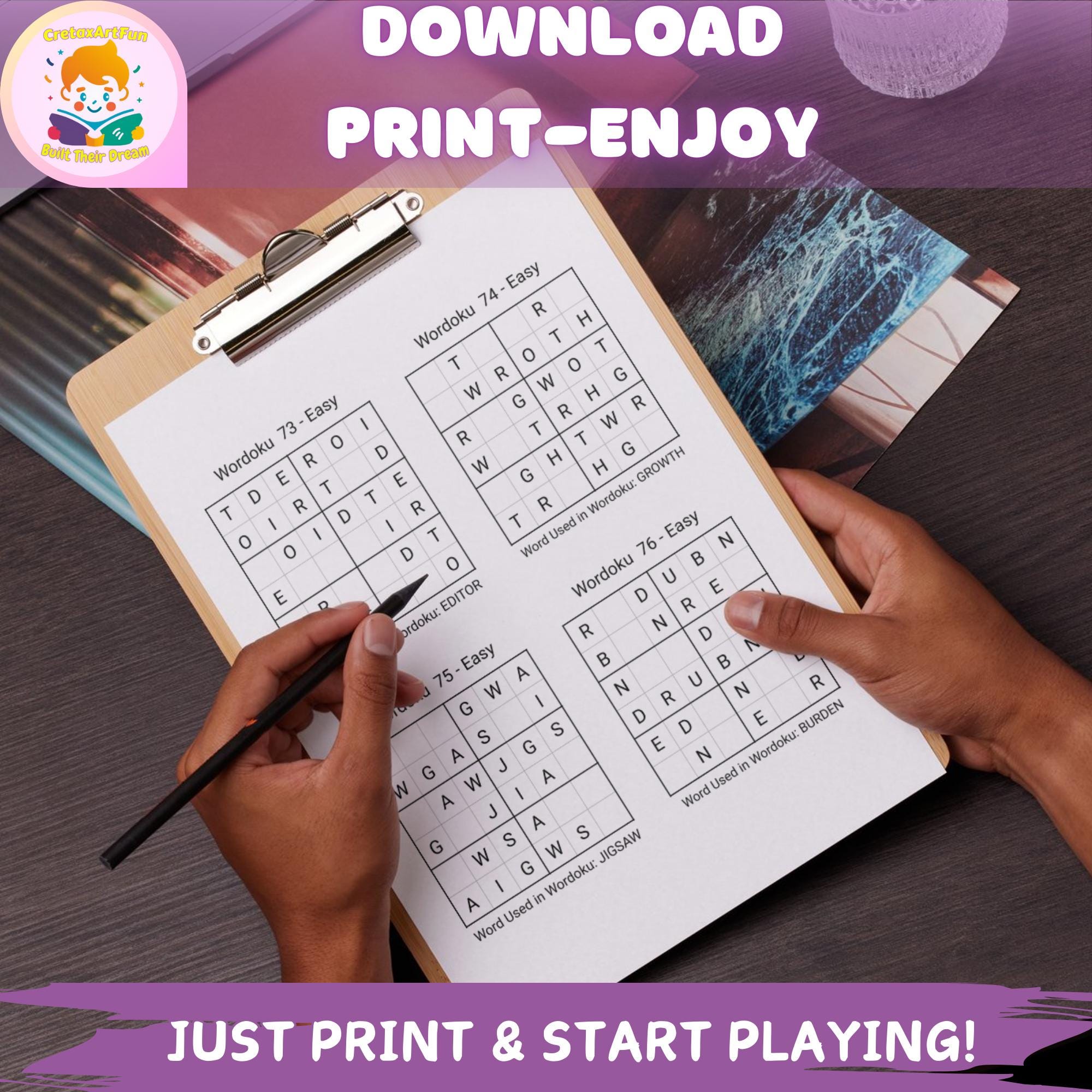 Printable Wordoku 6x6 for Kid, 1500 Puzzle With Solution, Easy, Medium ...