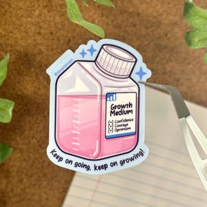 Growth Medium Pink Vinyl Sticker | Funny Science Stickers, Cute Science ...