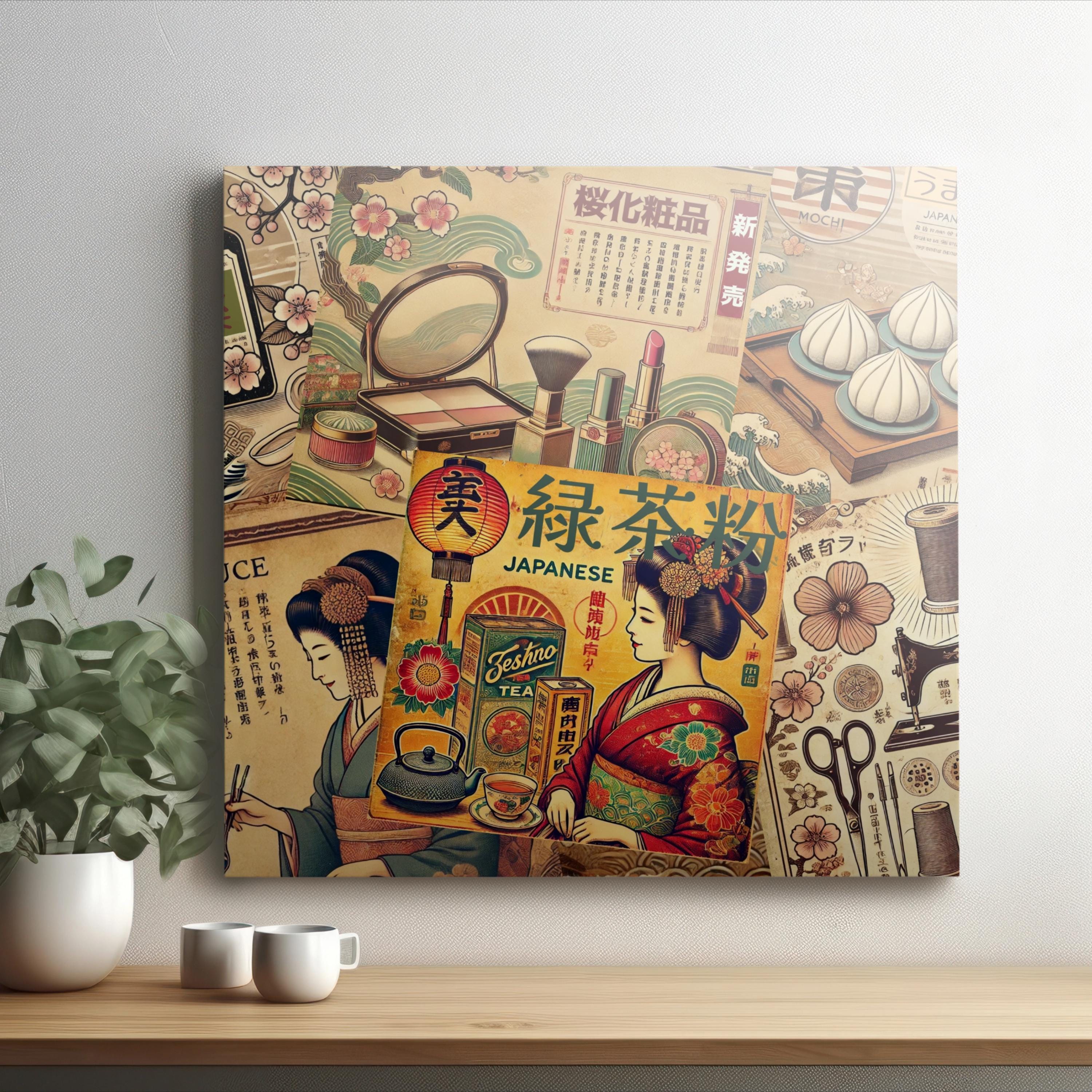 Retro Meiji-Era Japanese Large Wall Art 36x24 Inch Digital Download ...