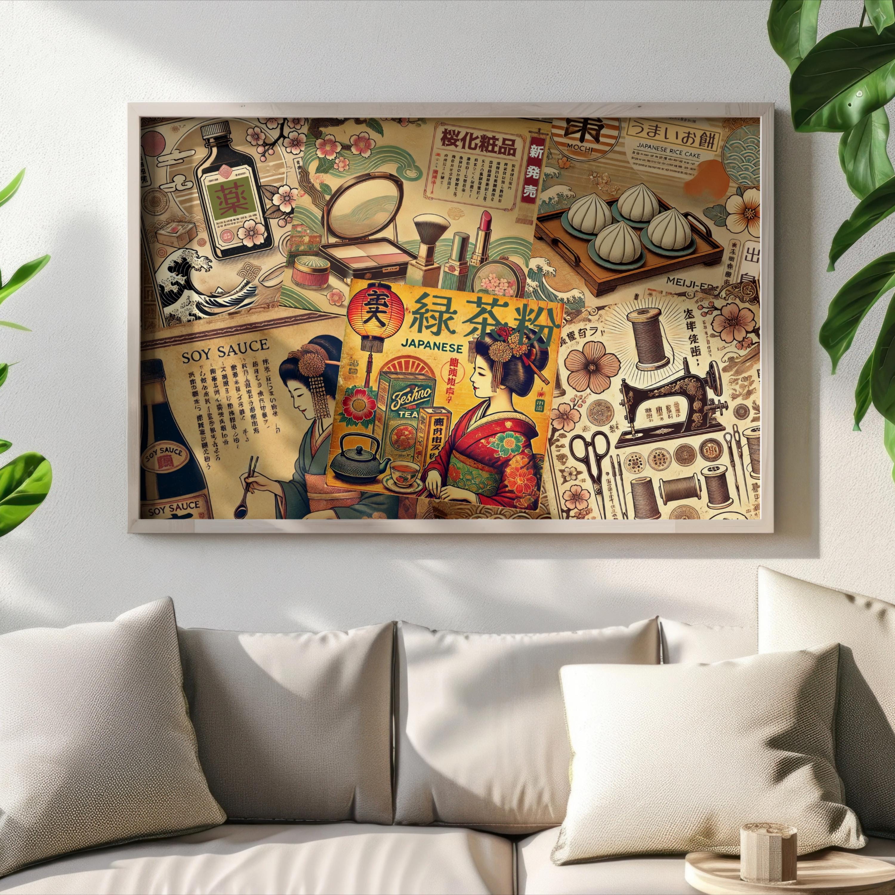 Retro Meiji-Era Japanese Large Wall Art 36x24 Inch Digital Download ...
