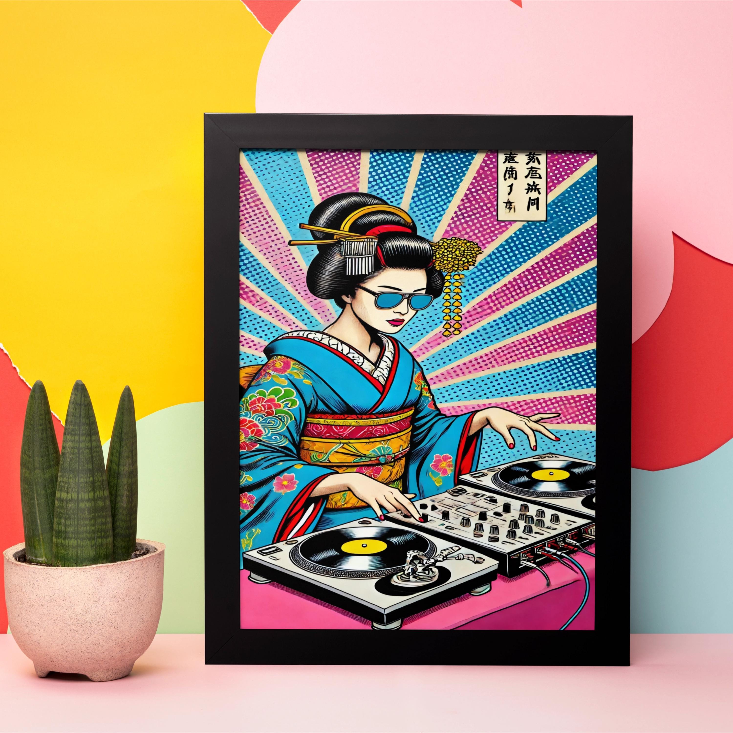 Geisha DJ Pop Art Japanese Culture Meets Modern Music, Digital Download ...