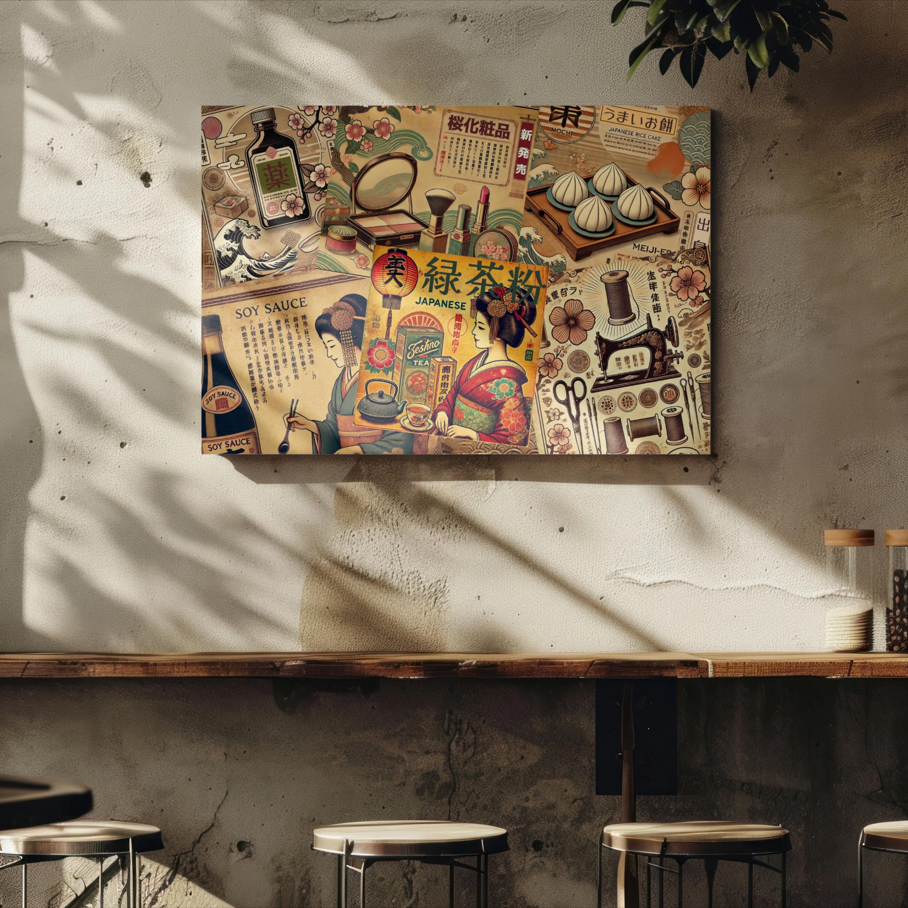 Retro Meiji-Era Japanese Large Wall Art 36x24 Inch Digital Download ...