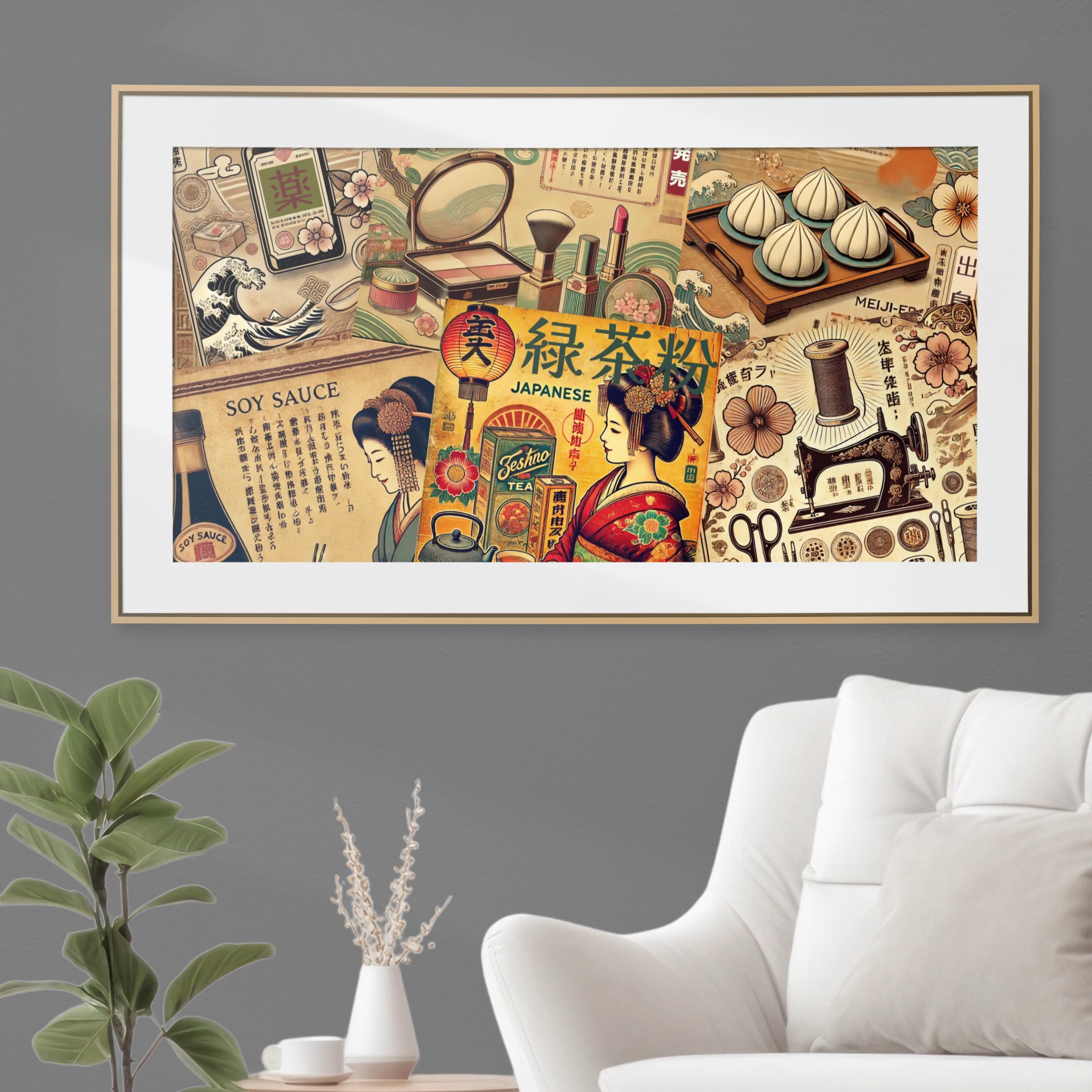 Retro Meiji-Era Japanese Large Wall Art 36x24 Inch Digital Download ...