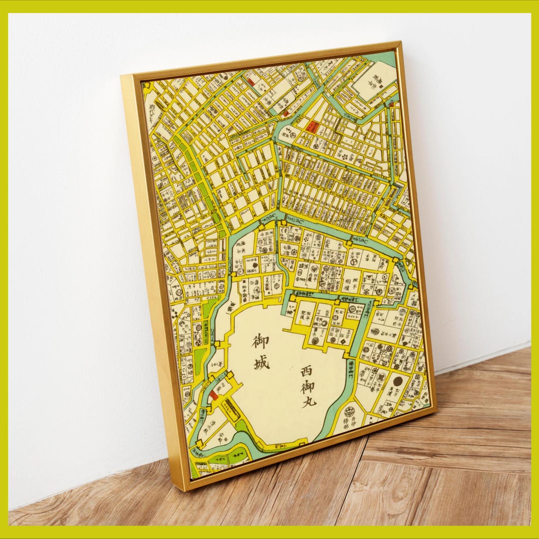 Edo Period Historical Map Wall Art - Vintage Antiques Japanese City Map ...