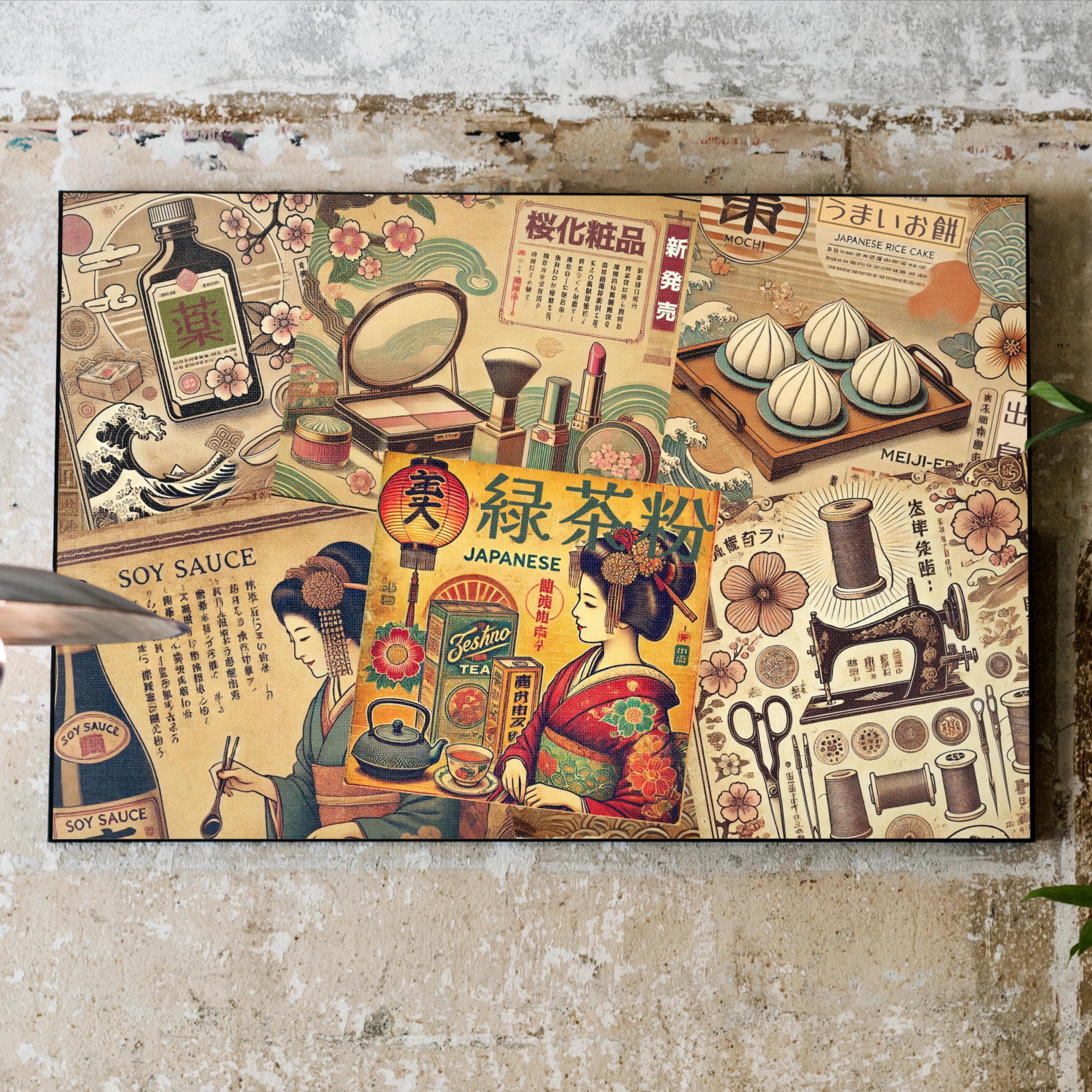 Retro Meiji-Era Japanese Large Wall Art 36x24 Inch Digital Download ...