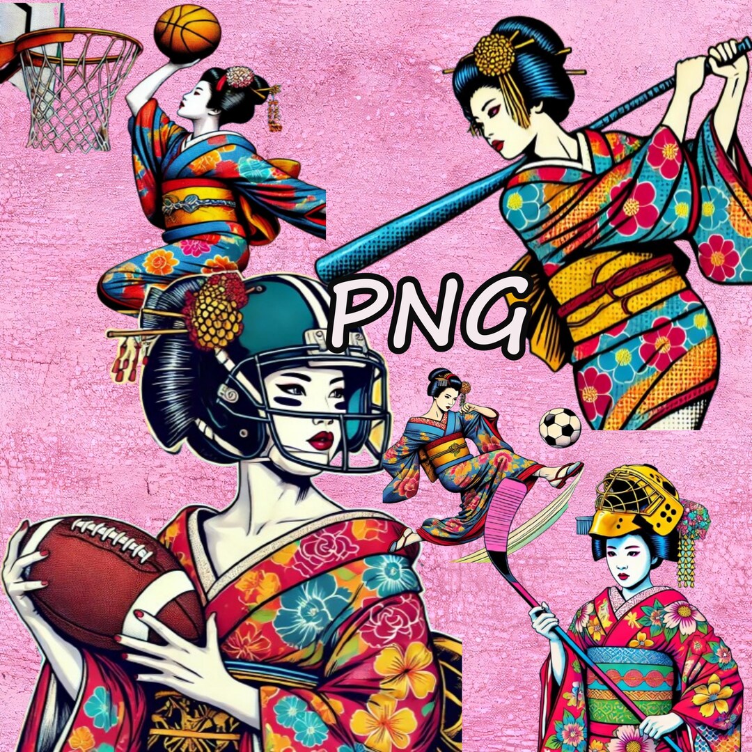 Geisha Sports Laptop Stickers PNG Set | 5 Sports Decals for DIY ...