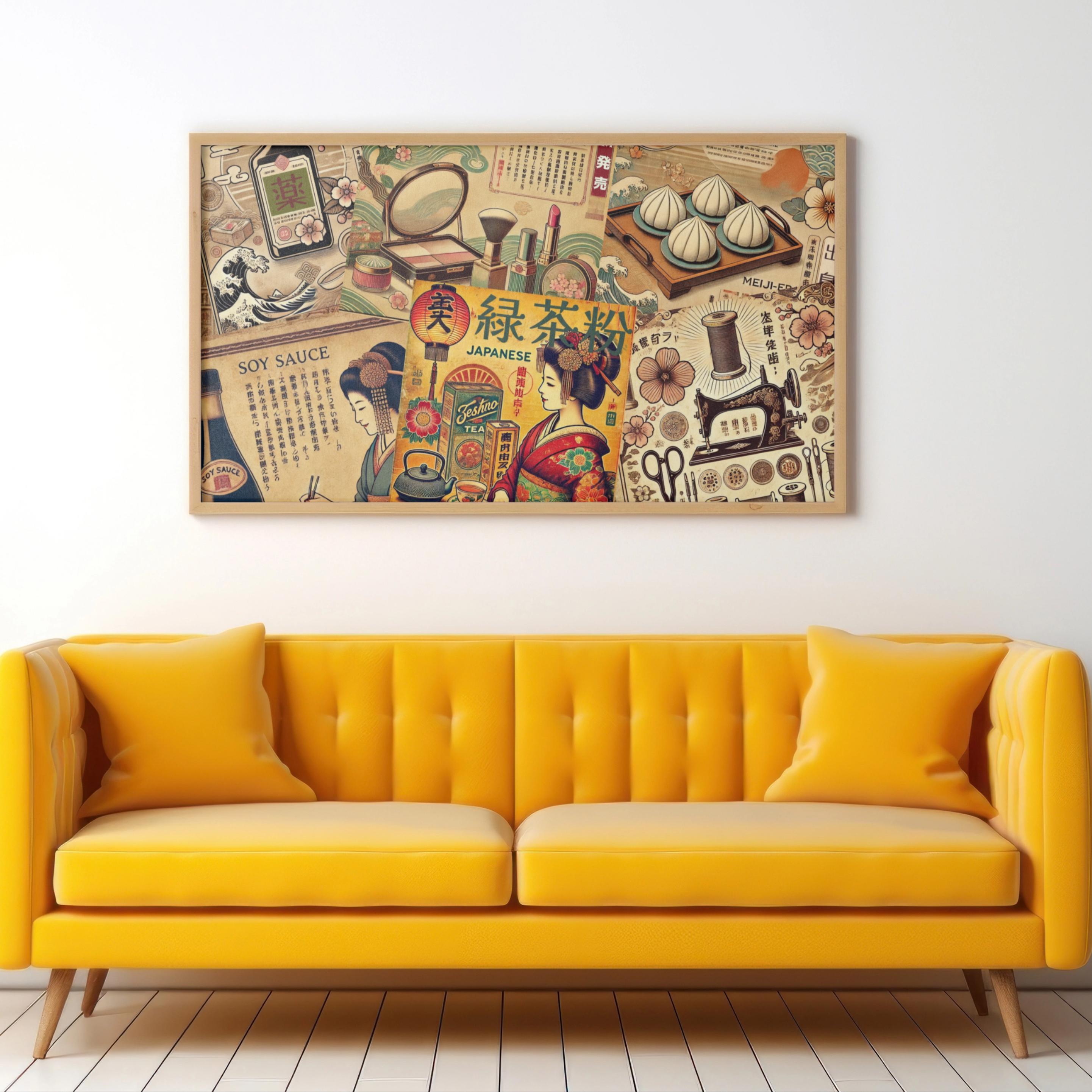 Retro Meiji-Era Japanese Large Wall Art 36x24 Inch Digital Download ...