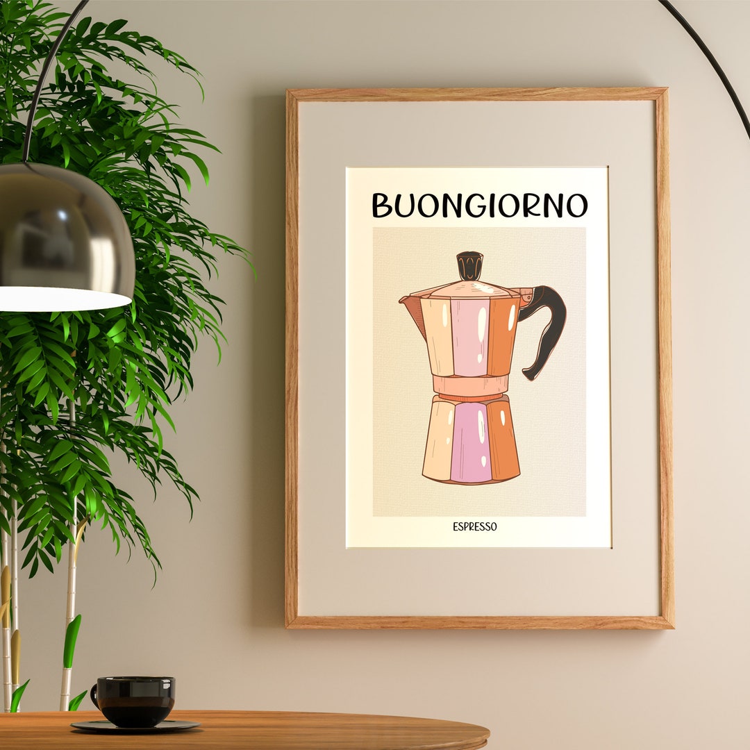 Printable Kitchen Wall Art, Coffee Poster, Digital Download, Moka Pot ...