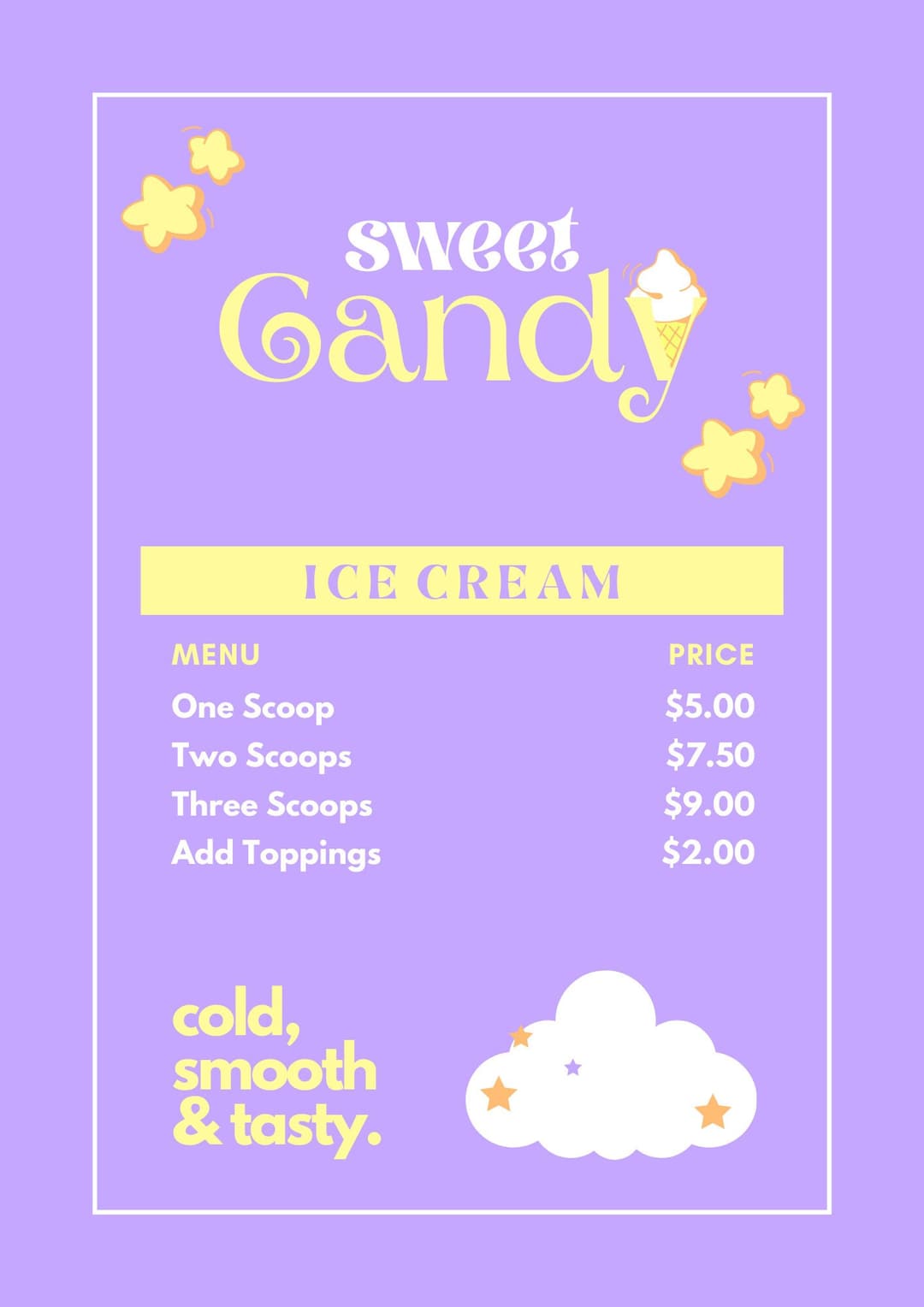 Sweet Candy Price List A4 Canva Flyer Template - Etsy