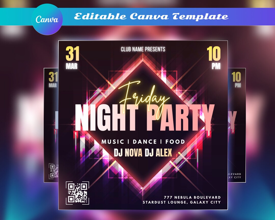 Editable Summer Day Club Flyer Template for Canva, DIY Event Party ...