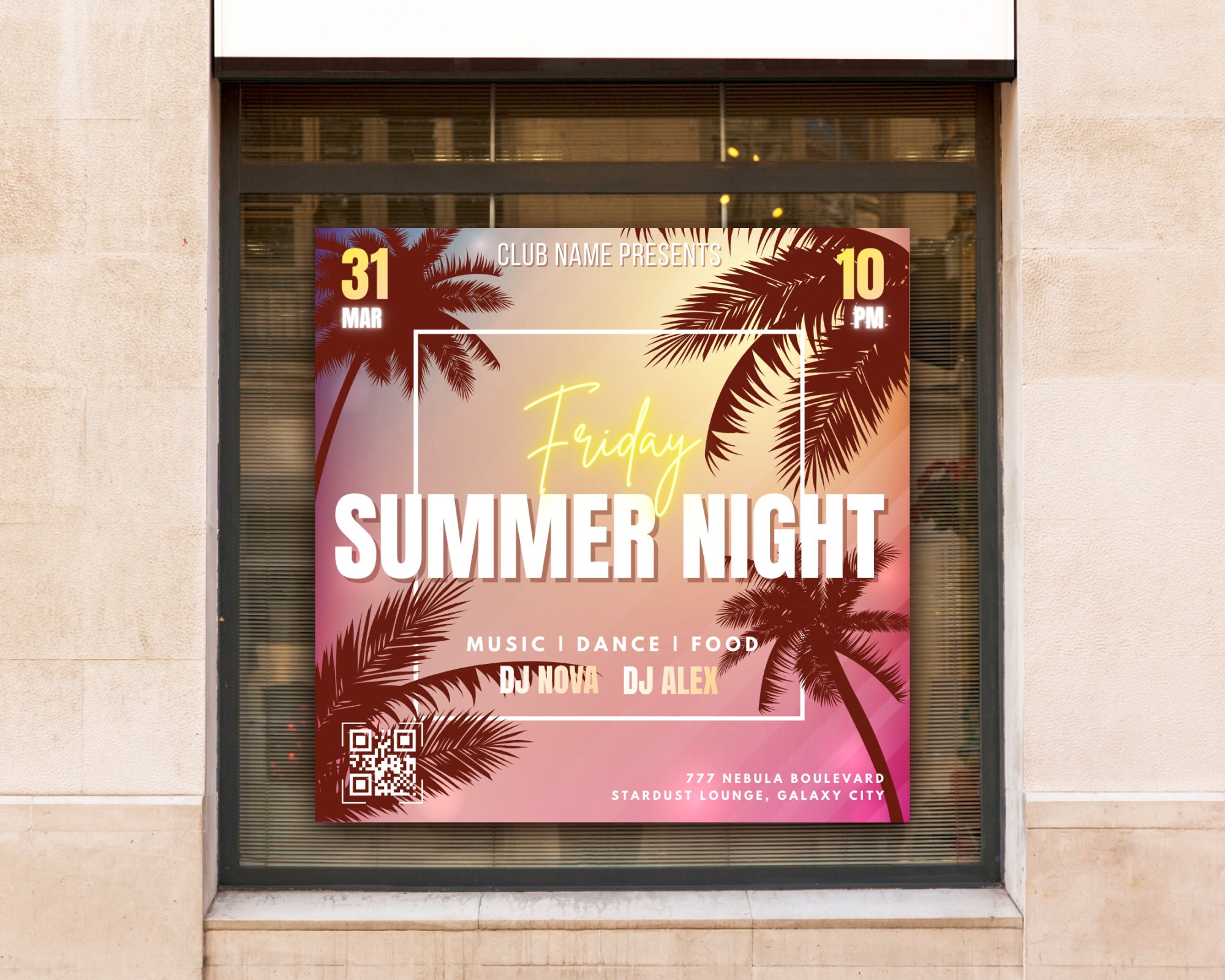 Editable Summer Day Club Flyer Template for Canva, DIY Event Party ...