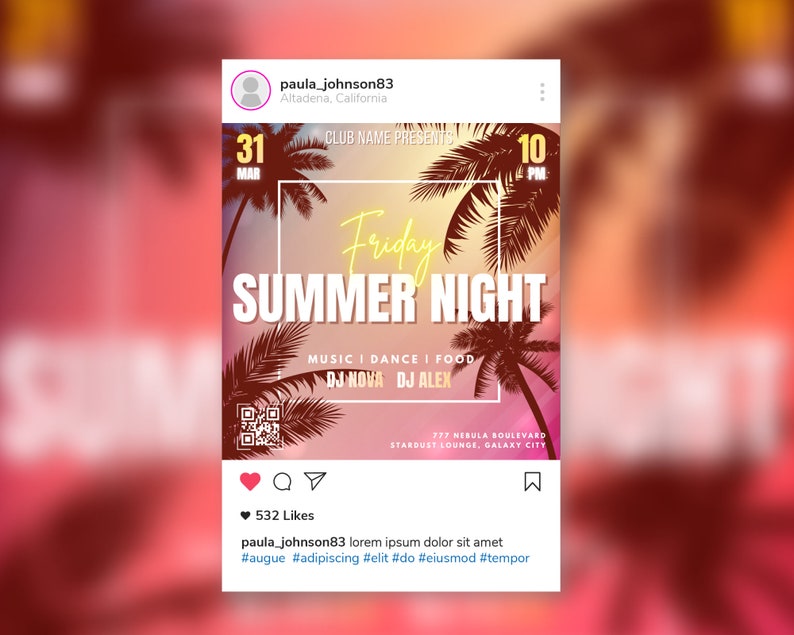 Editable Summer Day Club Flyer Template for Canva, DIY Event Party ...