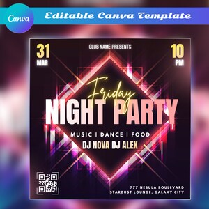 Editable Summer Day Club Flyer Template for Canva, DIY Event Party ...