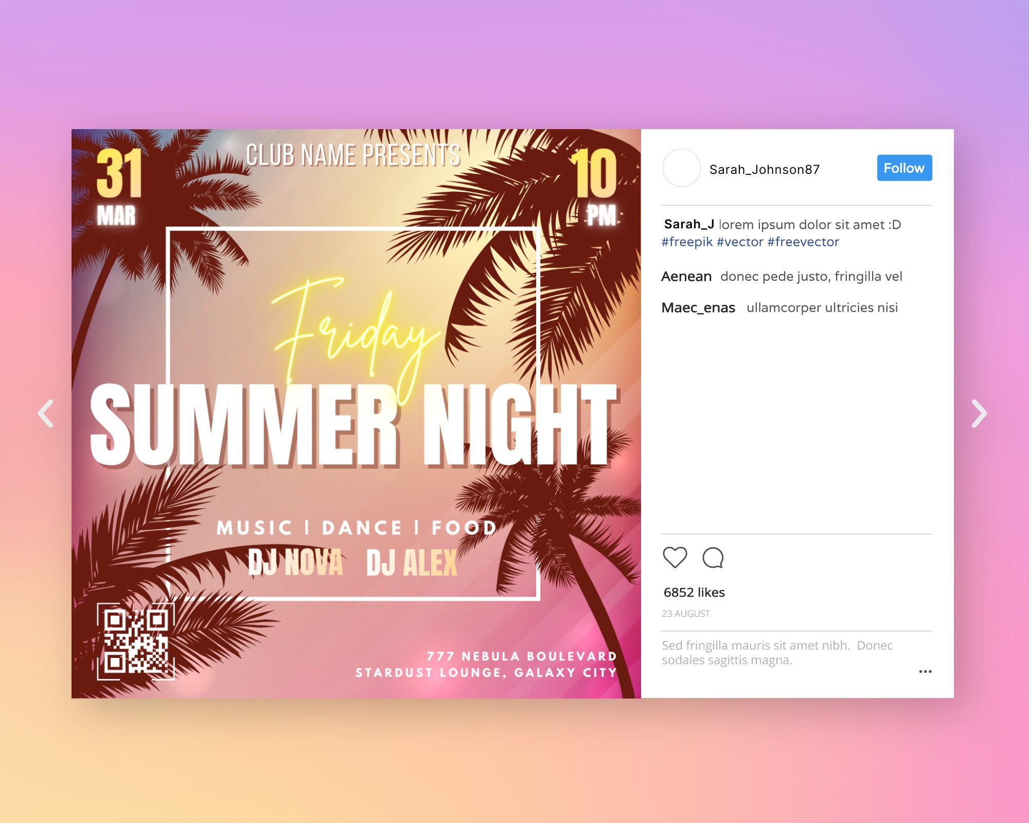 Editable Summer Day Club Flyer Template for Canva, DIY Event Party ...