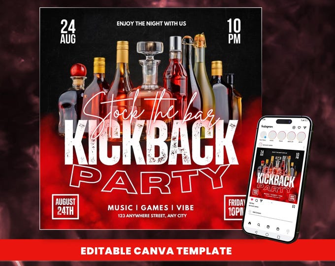 Kickback Party Flyer, Editable Kickback Club Flyer, Club DJ Party ...