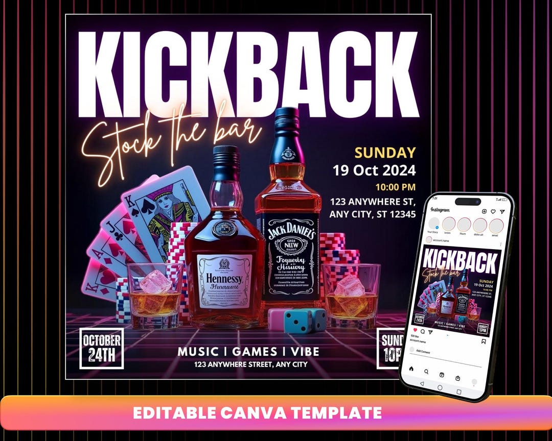 Kickback Party Flyer, Editable Kickback Club Flyer, Club DJ Party ...